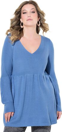 Miamoda Damen gro&szlig;e Gr&ouml;&szlig;en &Uuml;bergr&ouml;&szlig;en Plus Size Pullover, KaschmirFeel, breites Sch&ouml;&szlig;chen helle Kornblume 54+ 836035729-54+