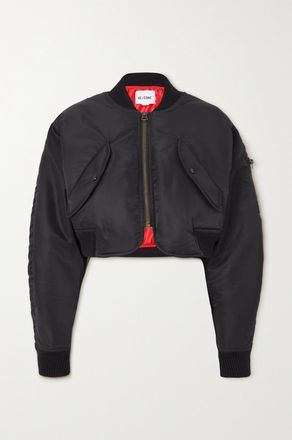 Re/Done Verk&uuml;rzte Bomberjacke Aus Shell - Schwarz