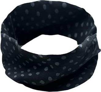 TMK Cache-cou multifonctionnel écharpe unisexe 100 % coton cod.1212, Pois noir, Taille Unique