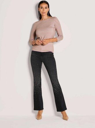 Madeleine 3/4-Arm-Shirt Ringelshirt mit U-Boot-Ausschnitt, Halbarm Viskoseshirt mit Ringeloptik und 3/4-Arm