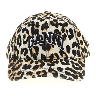 Ganni Femme, Accessoires, Brun, Taille: ONE Size Leopard Canvas Cap