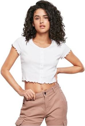 Urban Classics Femme Thé Cropped Button Up pour Femme T shirt, Blanc, S EU