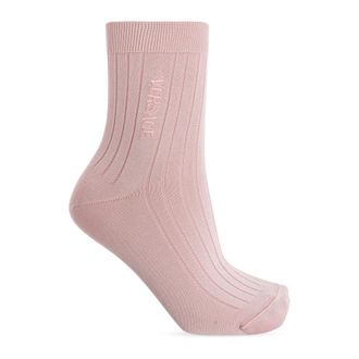 Versace Femme, Sous-v&ecirc;tements, Rose, Taille: S Chaussettes en coton c&ocirc;tel&eacute; brod&eacute;