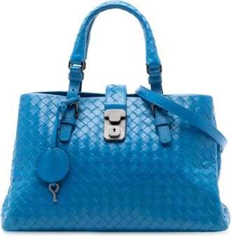 Bottega Veneta 2012-2025 Small Nappa Intrecciato Roma satchel - Blau