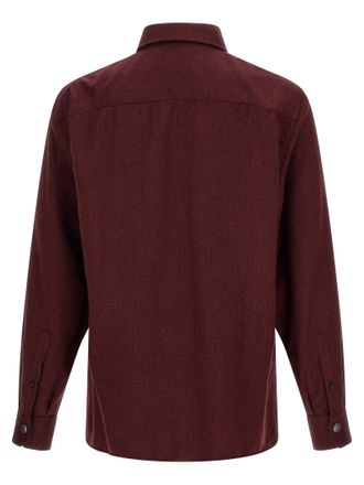 Brunello Cucinelli Virgin Wool Flannel Overshirt - Burgundy