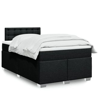 vidaXL Boxspringbett mit Matratze Schwarz 120x200 cm Stoff Vidaxl