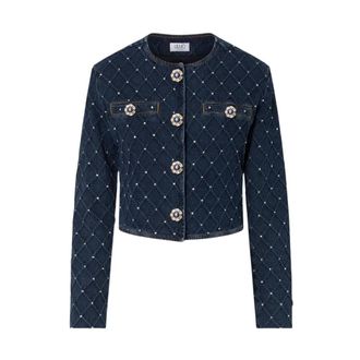 Liu Jo Gesteppte Jeansjacke mit Strass - - Jackets - Damen - Blau - L