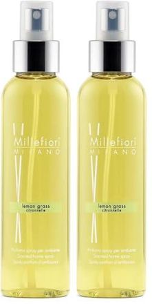 Millefiori Lemon Grass Luxuri&ouml;se Raumspray Natural 150 ml, Plastik, Gelb, 4.2 x 3.4 x 16.7 cm (Packung mit 2)