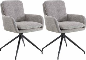 Clp Esszimmerstühle 2er Set drehbar Pickett Stoff, 180° schwenkbare Sessel mit Armlehnen und Rückenlehnen, belastbar bis 150 kg, Farbe:Taupe
