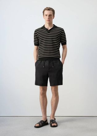 Mango Polo coton maille rayures noir - Homme - XXL - MANGO MAN