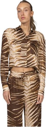 Just Cavalli Femme, Blouses et Chemises, Multicolore, Taille: 40 FR Camicia Crop 751