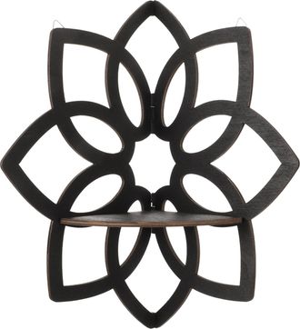 Cabilock Mandala Holz Eckregal F&auml;cherf&ouml;rmiges Wandregal mit Mandala Blumenmotiv f&uuml;r Badezimmer und Wohnzimmer Pr&auml;sentationsregal f&uuml;r Kristallsteine und Alltags