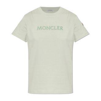 Moncler T-Shirt aus Baumwolle mit tonalem Logo-Stick - - Tops - Damen - Gr&uuml;n - L