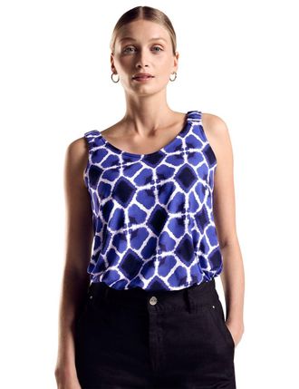 Street One Damen A321678 Top Mit Print, Violet Blue, 42 EU