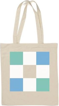 Generic Sac fourre-tout bleu carré blanc en croix, art moderne, en coton naturel, blanc