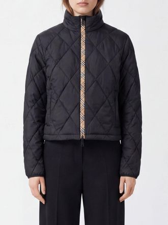 Burberry Doudoune courte en nylon matelass&eacute; avec col montant et fermeture zipp&eacute;e