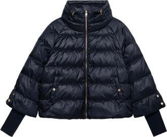 Oltre Femme, Vestes, Bleu, Taille: 40 FR Doudoune Courte en Duvet Authentique