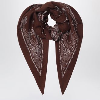 Destin Braunes dreieckiges Bandana-Tuch aus Wolle