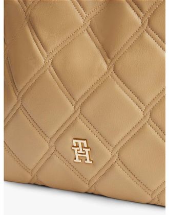 Tommy Hilfiger Cabas matelass&eacute; &agrave; monogramme TH - Kaki-Marron
