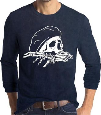 Generic T-shirts &agrave; motif t&ecirc;te de mort pour homme - Col rond imprim&eacute; cr&acirc;ne | T-shirt tendance coupe r&eacute;guli&egrave;re pour lautomne, Bleu violet, XXL
