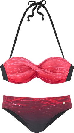 Lascana Damen Bügel-Bandeau-Bikini mit Farbverlauf, trendig, Verstellbare Träger