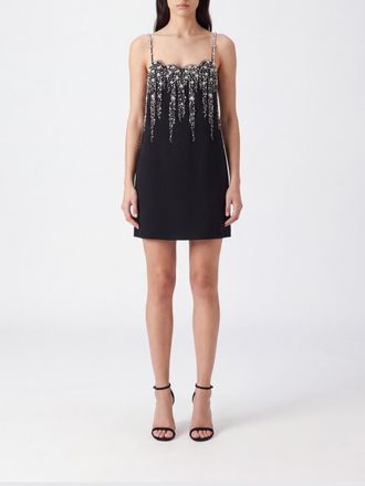 Valentino Garavani Mini-robe fourreau en laine m&eacute;rinos avec strass et col carr&eacute;
