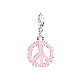 Thomas Sabo Thomas Sabo Charm Club Original Charm-Anhänger Peace-Zeichen in Pink Recyceltes 925 Silber Kaltemail 2207-007-9