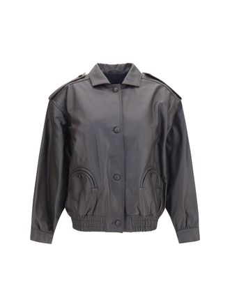Blaz&eacute; Milano Womens Leather Bomber Jacket Charlie Ares Ebony Lambskin (ovis Aries)