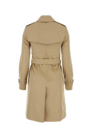 Burberry Womens Beige Gabardine Heritage Chelsea Trench Coat Honey Cotton