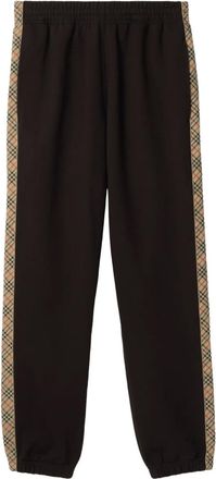 Burberry pantalon de jogging en coton à bords à carreaux - Marron