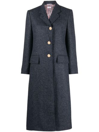 Thom Browne manteau en laine &agrave; simple boutonnage - Bleu