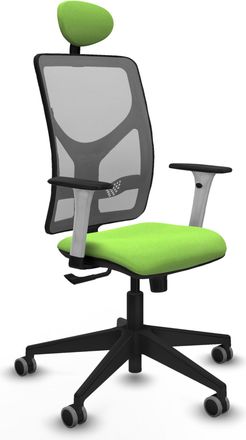 Piqueras y Crespo B&uuml;rostuhl mit wei&szlig;en und schwarzen Armlehnen, h&ouml;henverstellbare Lendenwirbelst&uuml;tze und festes Kopfteil, ausgestattet mit 3 Positionen, Grau/Pistazie