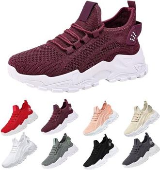 Generic Baskets &eacute;paisses d&eacute;contract&eacute;es et confortables pour femme - Baskets orthop&eacute;diques en maille respirante - Antid&eacute;rapantes - Avec soutien de la vo&ucirc;te pla