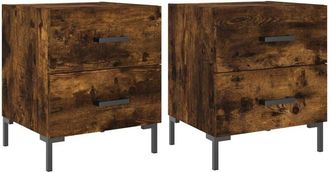 vidaXL Nachttische 2 Stk. R&auml;uchereiche 40x35x47,5 cm Holzwerkstoff Vidaxl