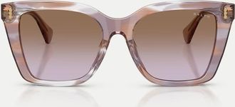 Ralph Lauren eckige Sonnenbrille mit violetten Gl&auml;sern in Braun/Blau