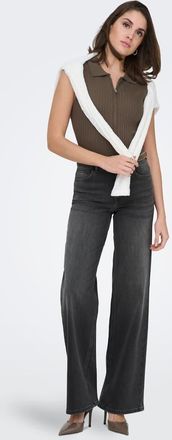 Only Wide Fit - Jeans in verwaschenem Schwarz