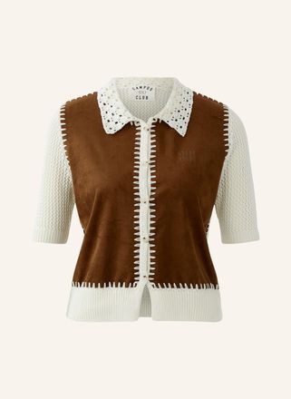 Oui Strickjacke Im Materialmix braun