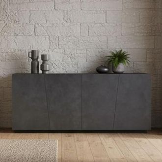 Dmora Kommode Oscar, 4-t&uuml;riges K&uuml;chen-Sideboard, Wohnzimmer-Buffet, 100 % Made in Italy, 200 x 43 x 86 cm, Schiefer