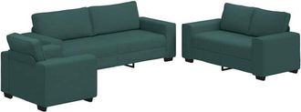 vidaXL 3-teiliges Sofa-Set mit Kissen, dunkelgr&uuml;ner Stoff vidaXL