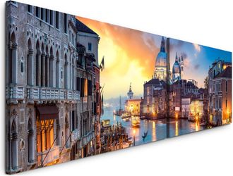 Paul Sinus Art Venedig Panorama 180x50cm - 2 Wandbilder je 50x90cm - Kunstdrucke - Wandbild - Leinwandbilder fertig auf Rahmen