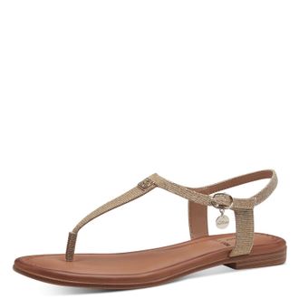 s.Oliver Damen Zehentrenner mit verstellbarem Riemchen Vegan, Gold (Champagne), 38 EU