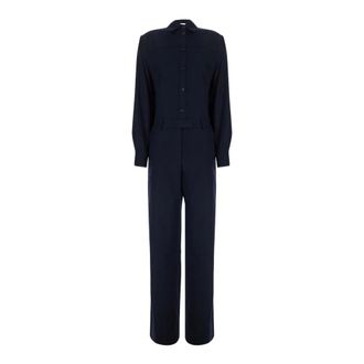 Pantaloni Torino V-Ausschnitt Jumpsuit mit langen &Auml;rmeln - - Jumpsuits & Playsuits - Damen - Blau - L