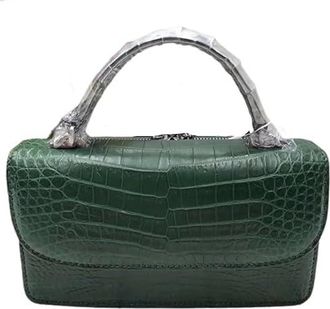 Generic Sac à main en cuir véritable crocodile véritable pour femme chic, vert, 22cm(Length) x 12cm(Height) x 8cm(Deep)
