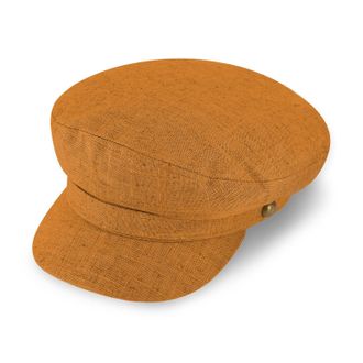 Fiebig Austin Schifferm&uuml;tze mit Leinenband | M&uuml;tze aus Leinenmix mit Schirm | Schirmm&uuml;tze mit Baumwollfutter f&uuml;r das ganze Jahr (58-L, Cognac)