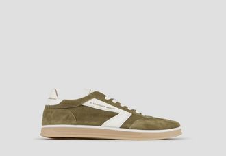 Alexander Smith Thames Man in military green suede and white logo