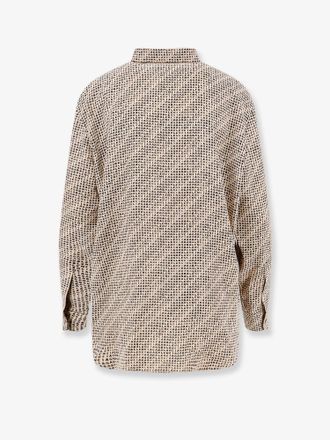 Balenciaga Womens Silk Shirt All-Over Print Beige