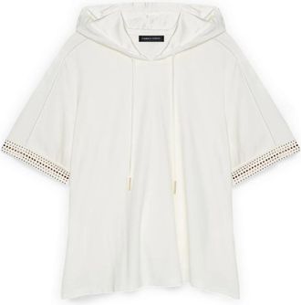 Fiorella Rubino Femme, Sweatshirts et sweats &agrave; capuche, Blanc, Taille: 44 FR T-shirt &agrave; Capuche et Bordure Thermocollante