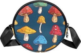 Generic Sac &agrave; bandouli&egrave;re rond rond pour femme, petit sac &agrave; bandouli&egrave;re champignon avec fermeture &eacute;clair, bretelles r&eacute;glables, d&eacute;contract&eacute; pour femmes et fill