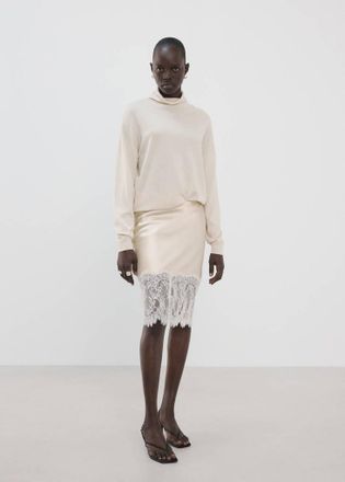 Mango Lingerierock mit Spitze beige - Damen - XS - MANGO