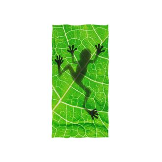 Linomo Handtuch Lustig Frosch Gr&uuml;n Blatt Handtuch Baumwolle Gesicht Towel Dish Geschirrtuch f&uuml;r Kinder M&auml;dchen Jungen